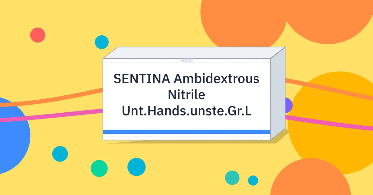 Symbolbild: Packung mit der Aufschrift SENTINA Ambidextrous Nitrile Unt.Hands.unste.Gr.L (PZN 10071768) – Verfügbarkeit und Bezug in Apotheken in Frankfurt am Main