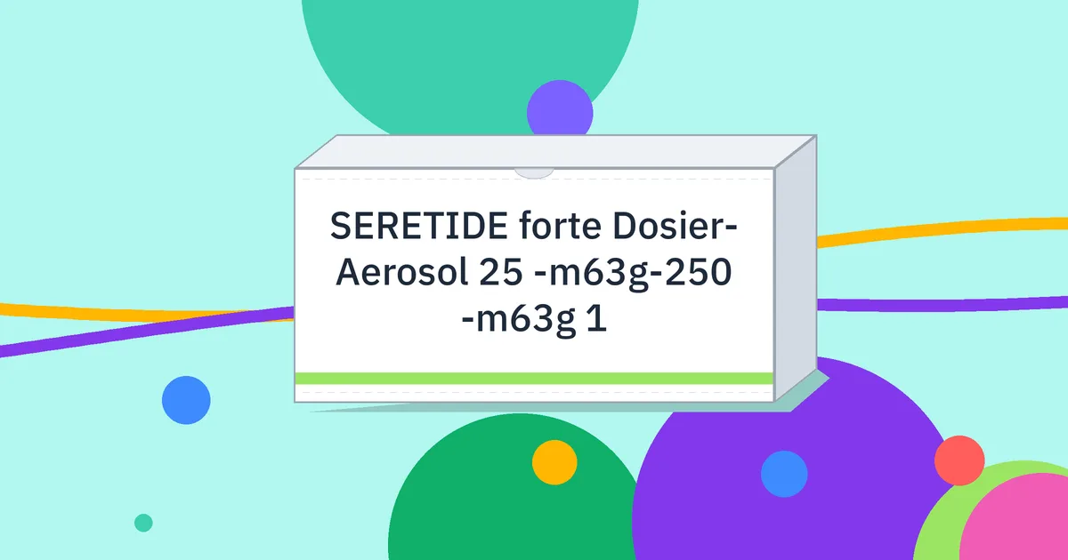 Symbolbild: Packung mit der Aufschrift SERETIDE forte Dosier-Aerosol 25 -m63g-250 -m63g 1 (PZN 18734895) – Verfügbarkeit und Bezug in Apotheken in Frankfurt am Main