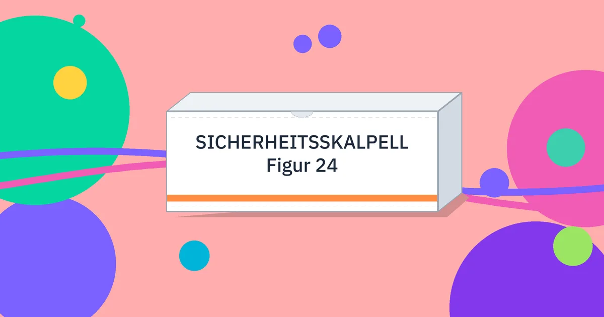 Symbolbild: Packung mit der Aufschrift SICHERHEITSSKALPELL Figur 24 (PZN 09688624) – Verfügbarkeit und Bezug in Apotheken in Frankfurt am Main