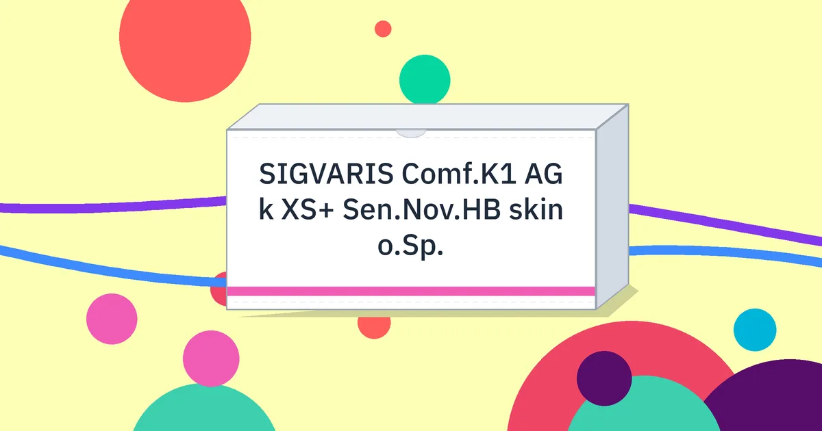 Symbolbild: Packung mit der Aufschrift SIGVARIS Comf.K1 AG k XS+ Sen.Nov.HB skin o.Sp. (PZN 17102319) – Verfügbarkeit und Bezug in Apotheken in Frankfurt am Main
