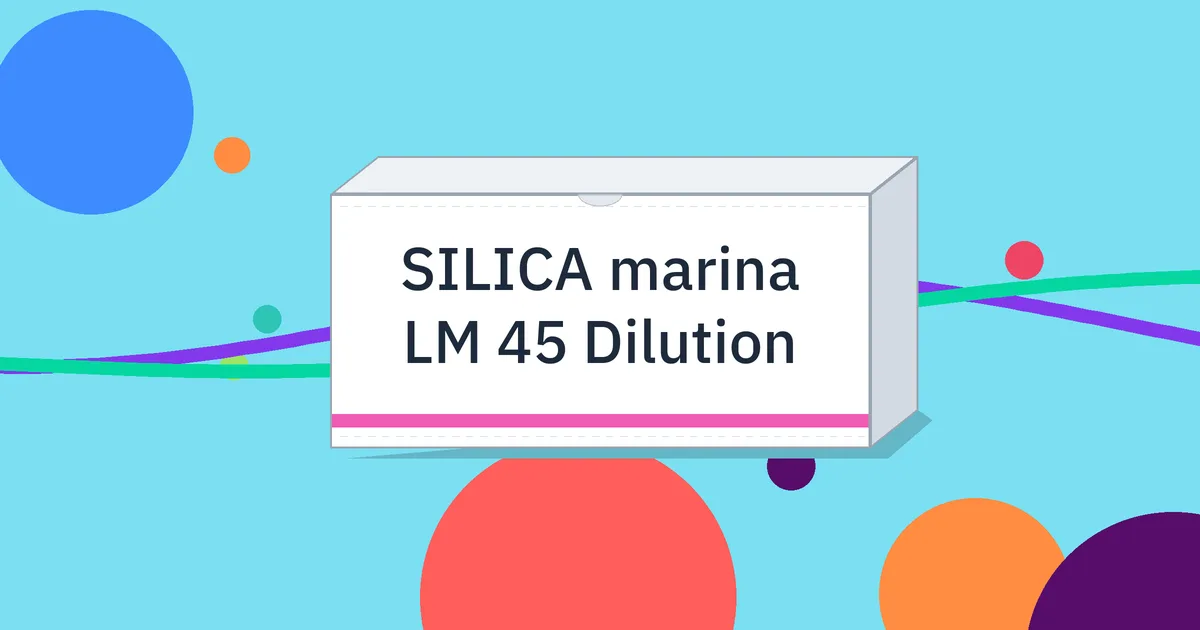 Symbolbild: Packung mit der Aufschrift SILICA marina LM 45 Dilution (PZN 13189996) – Verfügbarkeit und Bezug in Apotheken in Frankfurt am Main