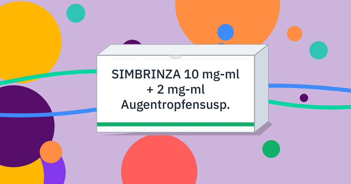 Symbolbild: Packung mit der Aufschrift SIMBRINZA 10 mg-ml + 2 mg-ml Augentropfensusp. (PZN 12386329) – Verfügbarkeit und Bezug in Apotheken in Frankfurt am Main