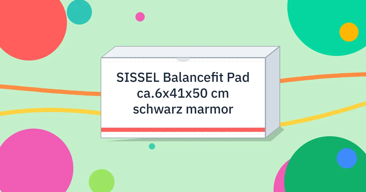 Symbolbild: Packung mit der Aufschrift SISSEL Balancefit Pad ca.6x41x50 cm schwarz marmor (PZN 11529442) – Verfügbarkeit und Bezug in Apotheken in Frankfurt am Main