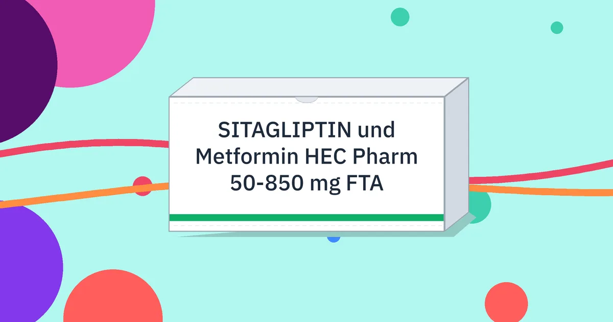 Symbolbild: Packung mit der Aufschrift SITAGLIPTIN und Metformin HEC Pharm 50-850 mg FTA (PZN 20769731) – Verfügbarkeit und Bezug in Apotheken in Frankfurt am Main