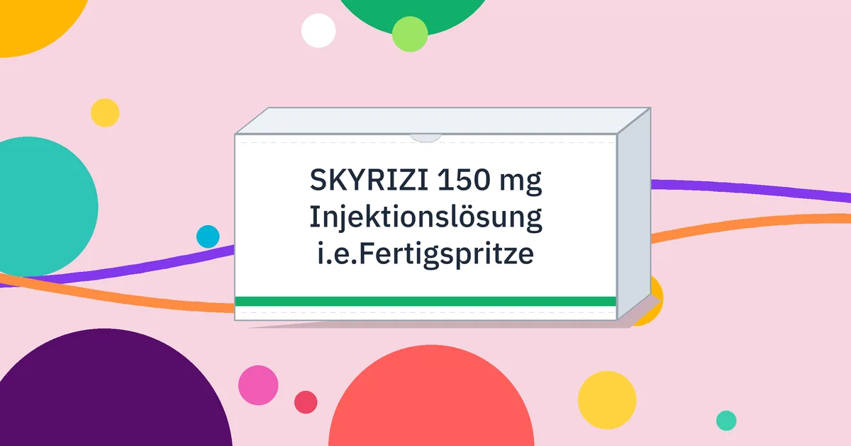 Symbolbild: Packung mit der Aufschrift SKYRIZI 150 mg Injektionslösung i.e.Fertigspritze (PZN 17614700) – Verfügbarkeit und Bezug in Apotheken in Frankfurt am Main