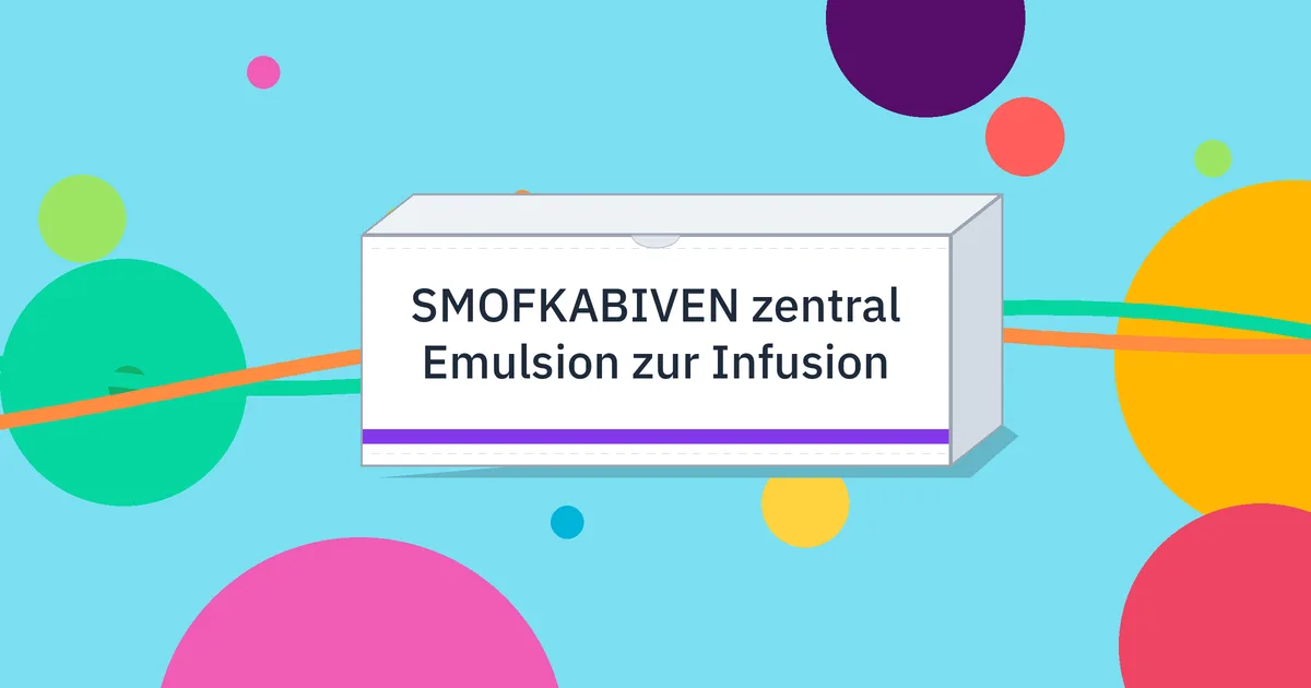 Symbolbild: Packung mit der Aufschrift SMOFKABIVEN zentral Emulsion zur Infusion (PZN 18755029) – Verfügbarkeit und Bezug in Apotheken in Frankfurt am Main