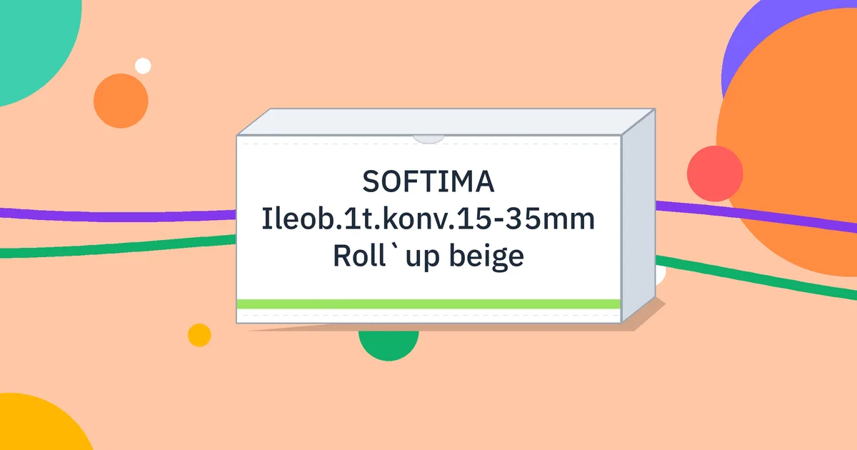 Symbolbild: Packung mit der Aufschrift SOFTIMA Ileob.1t.konv.15-35mm Roll`up beige (PZN 17953135) – Verfügbarkeit und Bezug in Apotheken in Frankfurt am Main
