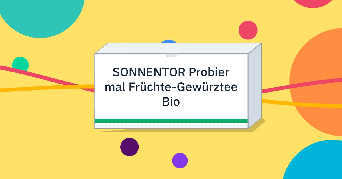 Symbolbild: Packung mit der Aufschrift SONNENTOR Probier mal Früchte-Gewürztee Bio (PZN 18902476) – Verfügbarkeit und Bezug in Apotheken in Frankfurt am Main