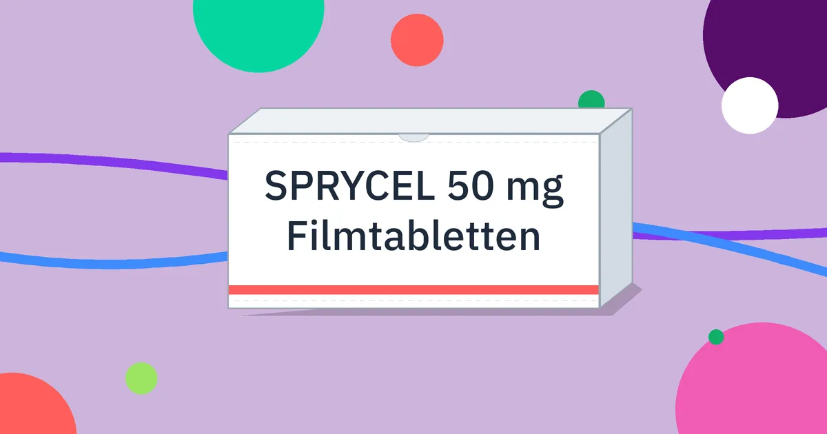 Symbolbild: Packung mit der Aufschrift SPRYCEL 50 mg Filmtabletten (PZN 05488590) – Verfügbarkeit und Bezug in Apotheken in Frankfurt am Main