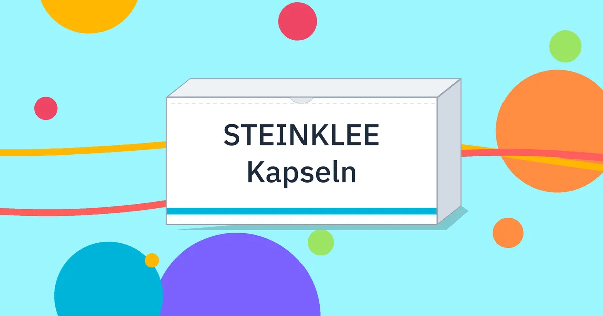 Symbolbild: Packung mit der Aufschrift STEINKLEE Kapseln (PZN 07335531) – Verfügbarkeit und Bezug in Apotheken in Frankfurt am Main