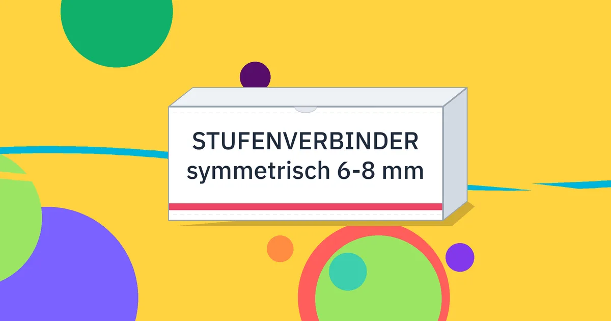Symbolbild: Packung mit der Aufschrift STUFENVERBINDER symmetrisch 6-8 mm (PZN 17932587) – Verfügbarkeit und Bezug in Apotheken in Frankfurt am Main