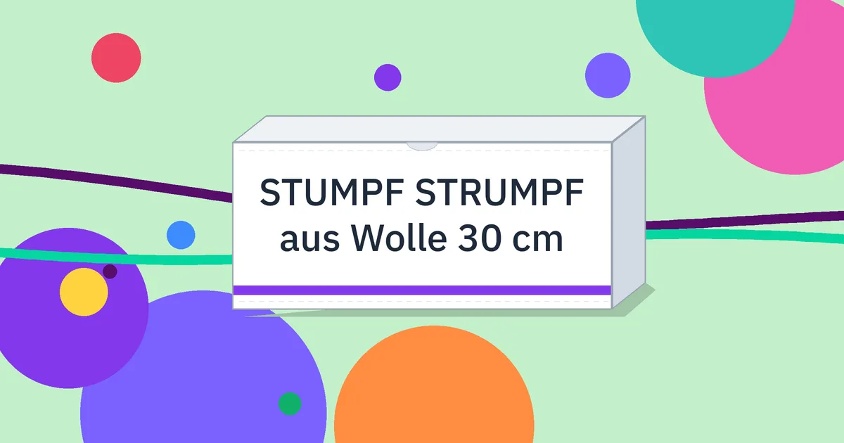 Symbolbild: Packung mit der Aufschrift STUMPF STRUMPF aus Wolle 30 cm (PZN 04865228) – Verfügbarkeit und Bezug in Apotheken in Frankfurt am Main