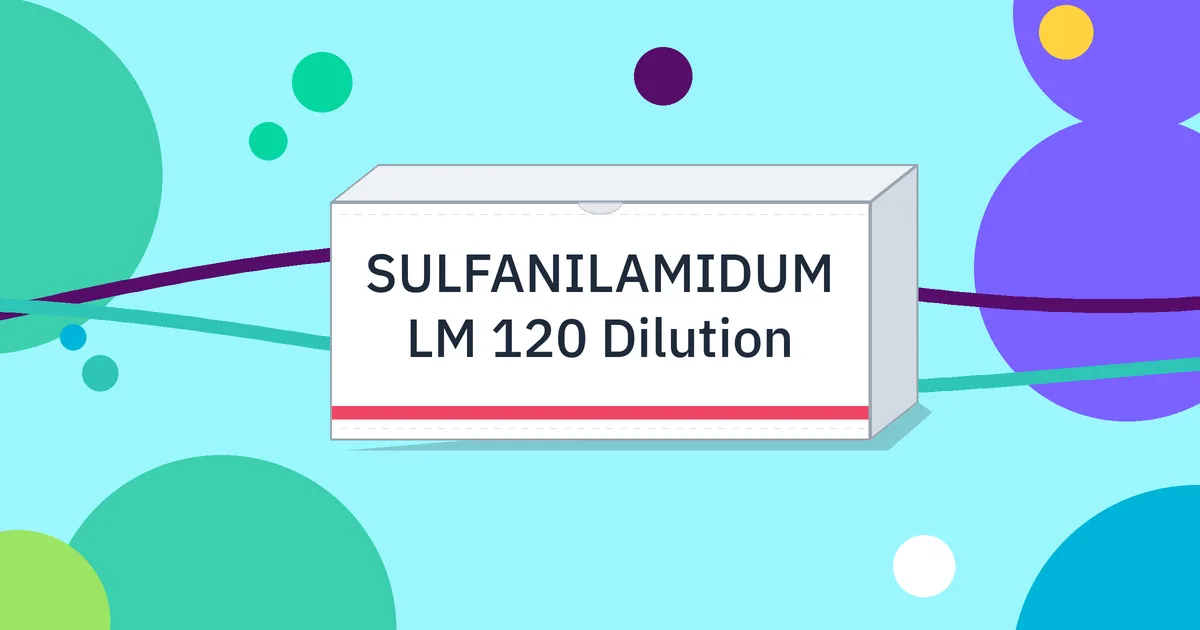 Symbolbild: Packung mit der Aufschrift SULFANILAMIDUM LM 120 Dilution (PZN 13209380) – Verfügbarkeit und Bezug in Apotheken in Frankfurt am Main