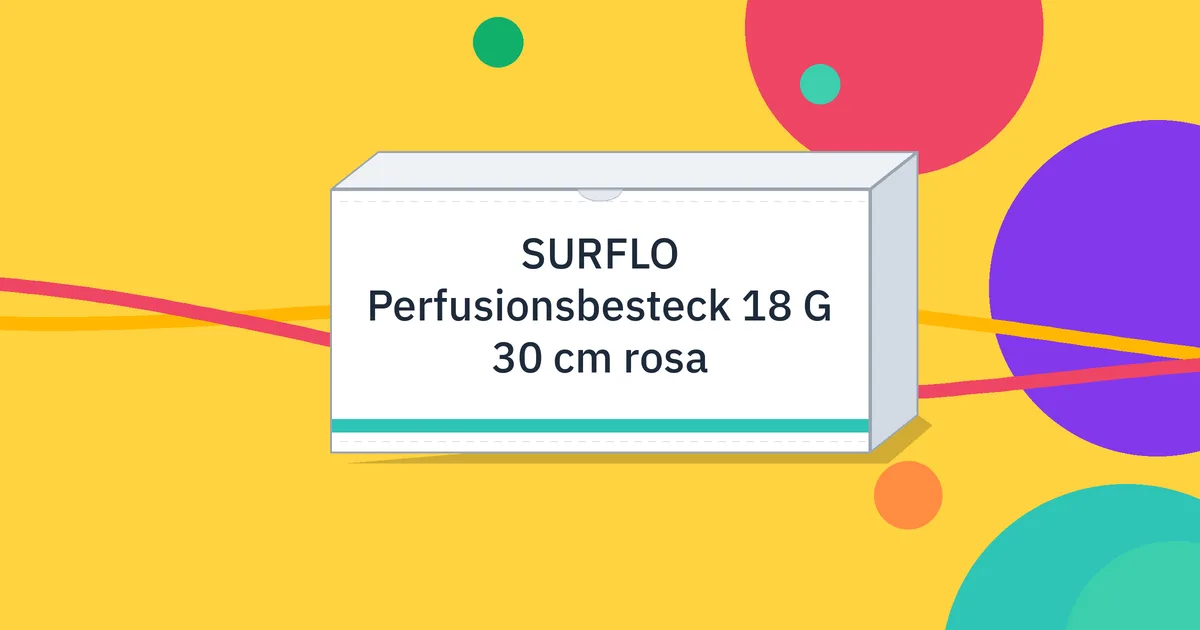 Symbolbild: Packung mit der Aufschrift SURFLO Perfusionsbesteck 18 G 30 cm rosa (PZN 05866230) – Verfügbarkeit und Bezug in Apotheken in Frankfurt am Main