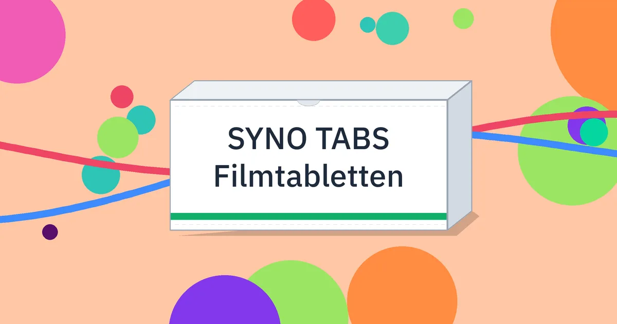 Symbolbild: Packung mit der Aufschrift SYNO TABS Filmtabletten (PZN 02901138) – Verfügbarkeit und Bezug in Apotheken in Frankfurt am Main