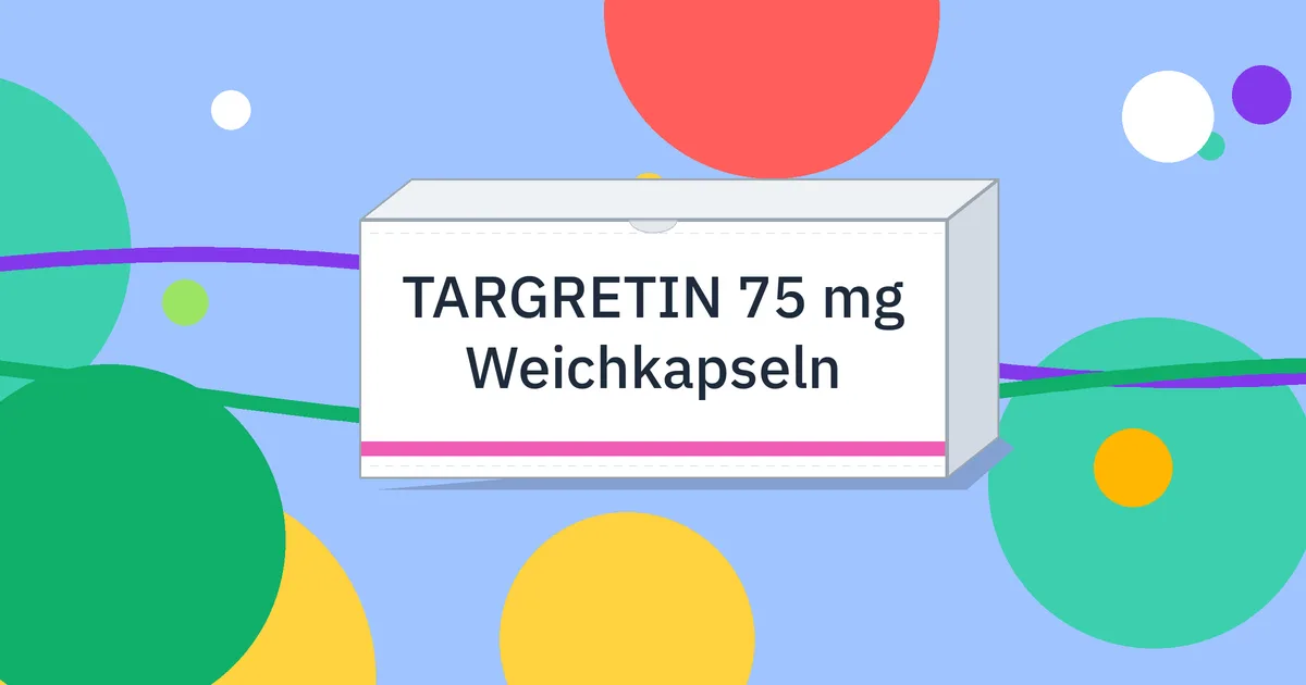 Symbolbild: Packung mit der Aufschrift TARGRETIN 75 mg Weichkapseln (PZN 12601727) – Verfügbarkeit und Bezug in Apotheken in Frankfurt am Main
