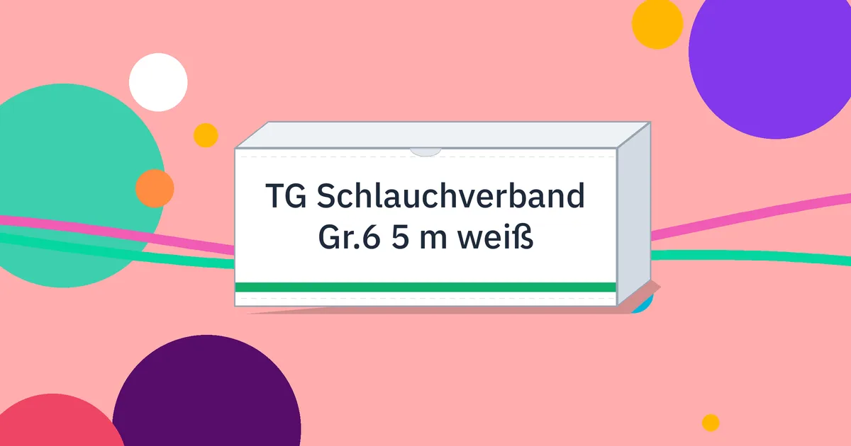 Symbolbild: Packung mit der Aufschrift TG Schlauchverband Gr.6 5 m weiß (PZN 20059449) – Verfügbarkeit und Bezug in Apotheken in Frankfurt am Main