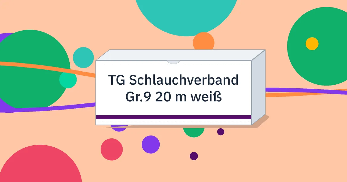 Symbolbild: Packung mit der Aufschrift TG Schlauchverband Gr.9 20 m weiß (PZN 06586768) – Verfügbarkeit und Bezug in Apotheken in Frankfurt am Main
