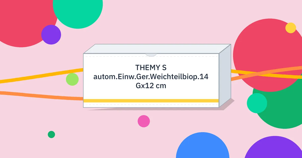 Symbolbild: Packung mit der Aufschrift THEMY S autom.Einw.Ger.Weichteilbiop.14 Gx12 cm (PZN 19738263) – Verfügbarkeit und Bezug in Apotheken in Frankfurt am Main