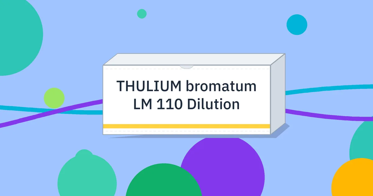 Symbolbild: Packung mit der Aufschrift THULIUM bromatum LM 110 Dilution (PZN 13691520) – Verfügbarkeit und Bezug in Apotheken in Frankfurt am Main
