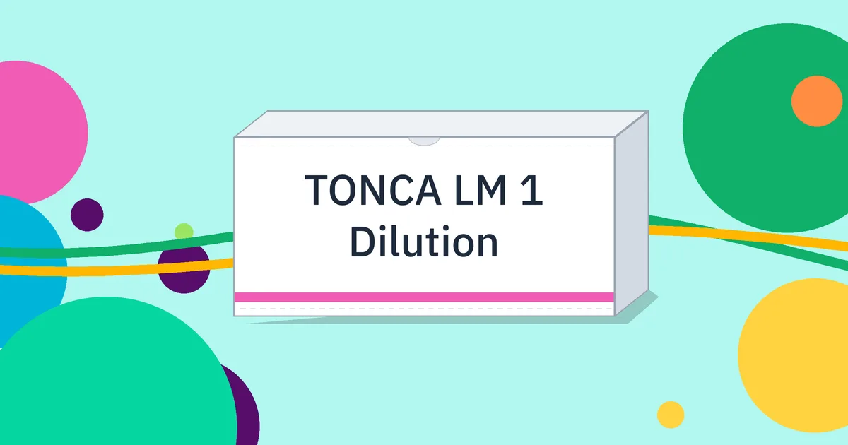 Symbolbild: Packung mit der Aufschrift TONCA LM 1 Dilution (PZN 13225120) – Verfügbarkeit und Bezug in Apotheken in Frankfurt am Main