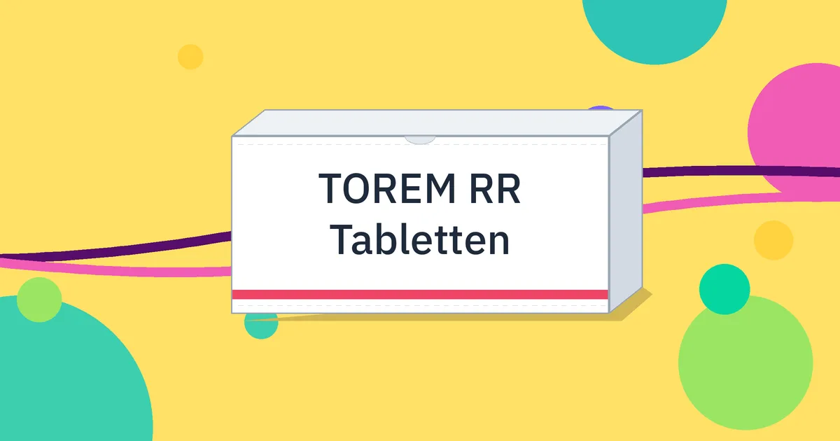 Symbolbild: Packung mit der Aufschrift TOREM RR Tabletten (PZN 07222583) – Verfügbarkeit und Bezug in Apotheken in Frankfurt am Main