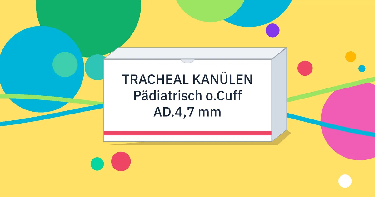 Symbolbild: Packung mit der Aufschrift TRACHEAL KANÜLEN Pädiatrisch o.Cuff AD.4,7 mm (PZN 09217310) – Verfügbarkeit und Bezug in Apotheken in Frankfurt am Main