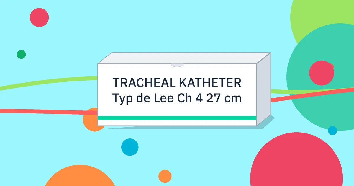 Symbolbild: Packung mit der Aufschrift TRACHEAL KATHETER Typ de Lee Ch 4 27 cm (PZN 06198629) – Verfügbarkeit und Bezug in Apotheken in Frankfurt am Main