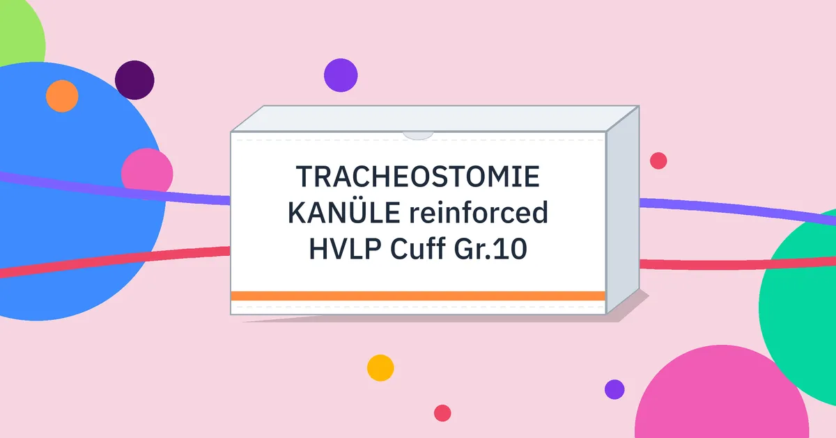 Symbolbild: Packung mit der Aufschrift TRACHEOSTOMIE KANÜLE reinforced HVLP Cuff Gr.10 (PZN 09224126) – Verfügbarkeit und Bezug in Apotheken in Frankfurt am Main