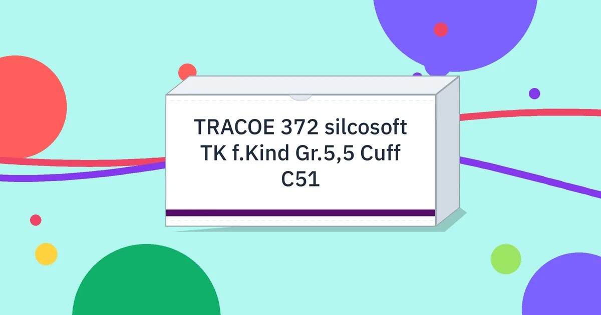 Symbolbild: Packung mit der Aufschrift TRACOE 372 silcosoft TK f.Kind Gr.5,5 Cuff C51 (PZN 14316669) – Verfügbarkeit und Bezug in Apotheken in Frankfurt am Main