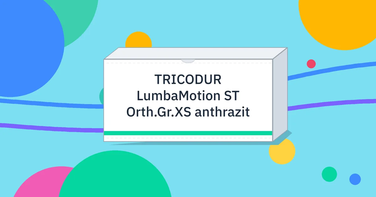 Symbolbild: Packung mit der Aufschrift TRICODUR LumbaMotion ST Orth.Gr.XS anthrazit (PZN 13417931) – Verfügbarkeit und Bezug in Apotheken in Frankfurt am Main