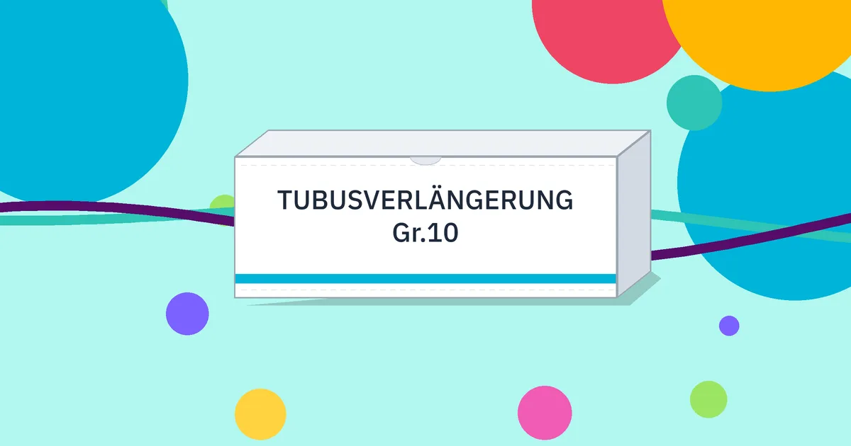 Symbolbild: Packung mit der Aufschrift TUBUSVERLÄNGERUNG Gr.10 (PZN 04075242) – Verfügbarkeit und Bezug in Apotheken in Frankfurt am Main