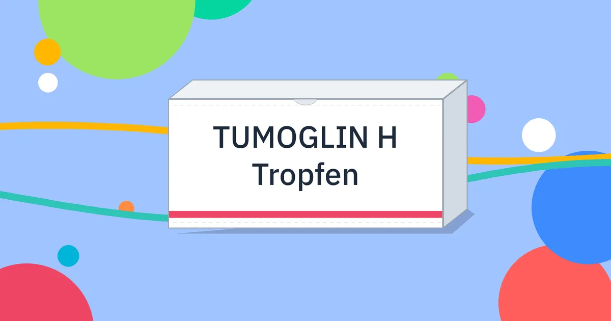 Symbolbild: Packung mit der Aufschrift TUMOGLIN H Tropfen (PZN 04951732) – Verfügbarkeit und Bezug in Apotheken in Frankfurt am Main