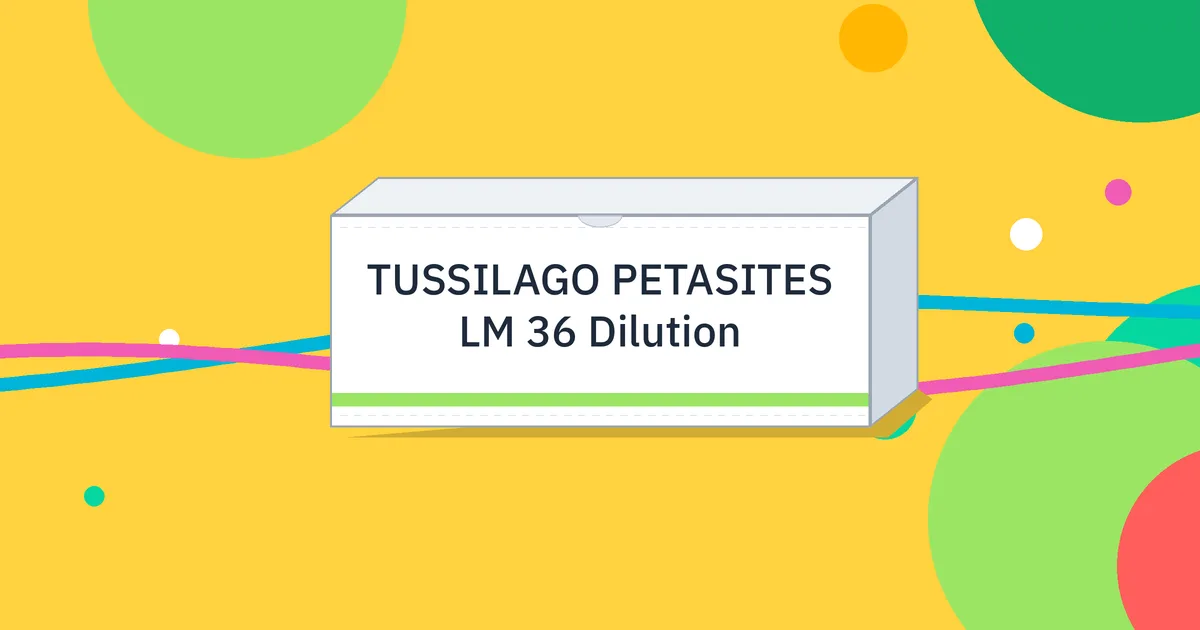 Symbolbild: Packung mit der Aufschrift TUSSILAGO PETASITES LM 36 Dilution (PZN 13254564) – Verfügbarkeit und Bezug in Apotheken in Frankfurt am Main