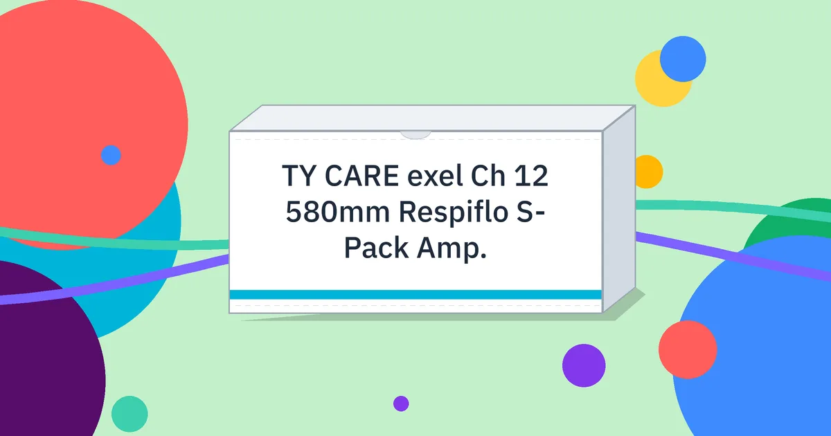 Symbolbild: Packung mit der Aufschrift TY CARE exel Ch 12 580mm Respiflo S-Pack Amp. (PZN 00818433) – Verfügbarkeit und Bezug in Apotheken in Frankfurt am Main