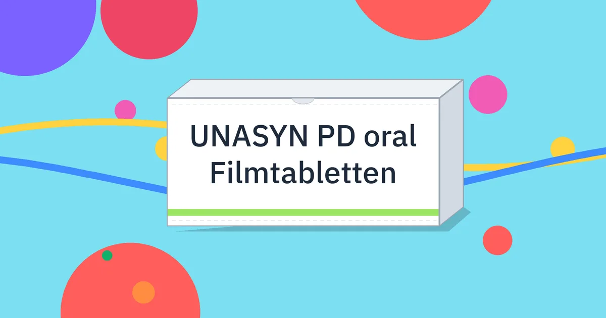Symbolbild: Packung mit der Aufschrift UNASYN PD oral Filmtabletten (PZN 15746946) – Verfügbarkeit und Bezug in Apotheken in Frankfurt am Main