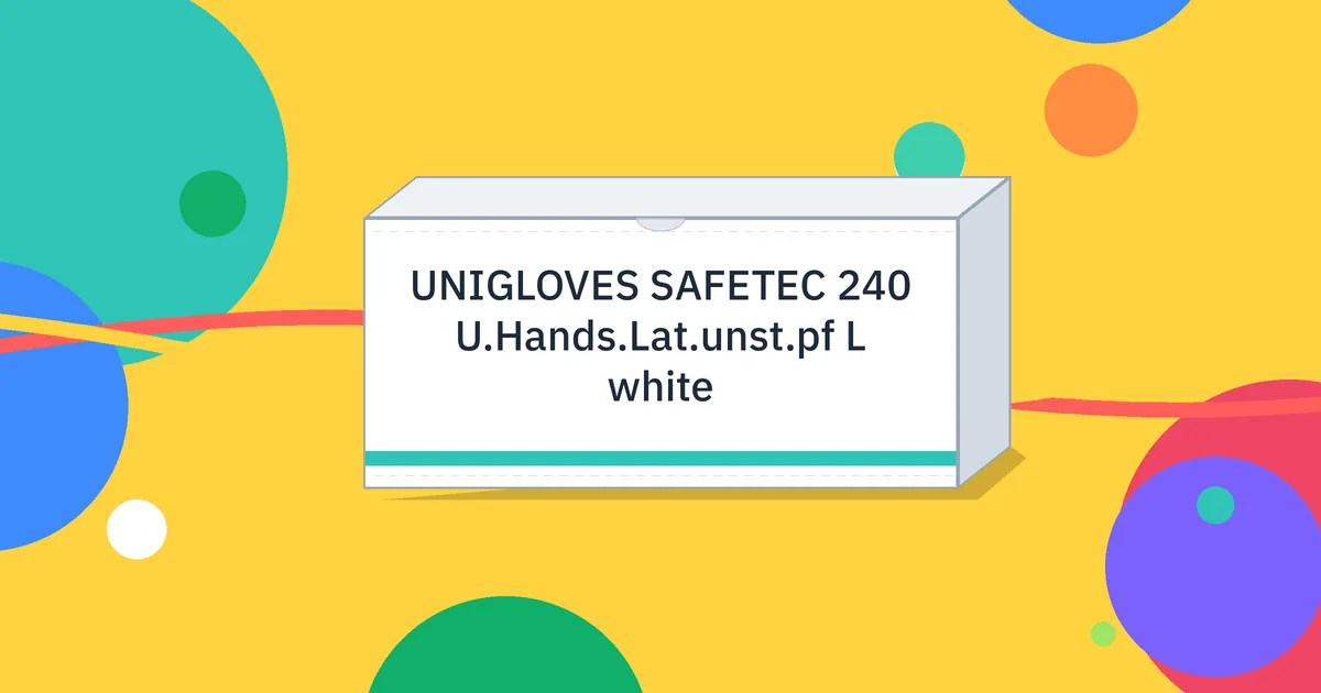 Symbolbild: Packung mit der Aufschrift UNIGLOVES SAFETEC 240 U.Hands.Lat.unst.pf L white (PZN 18100765) – Verfügbarkeit und Bezug in Apotheken in Frankfurt am Main