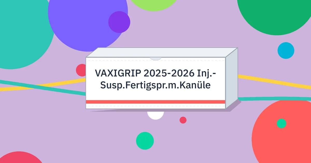 Symbolbild: Packung mit der Aufschrift VAXIGRIP 2025-2026 Inj.-Susp.Fertigspr.m.Kanüle (PZN 19403491) – Verfügbarkeit und Bezug in Apotheken in Frankfurt am Main
