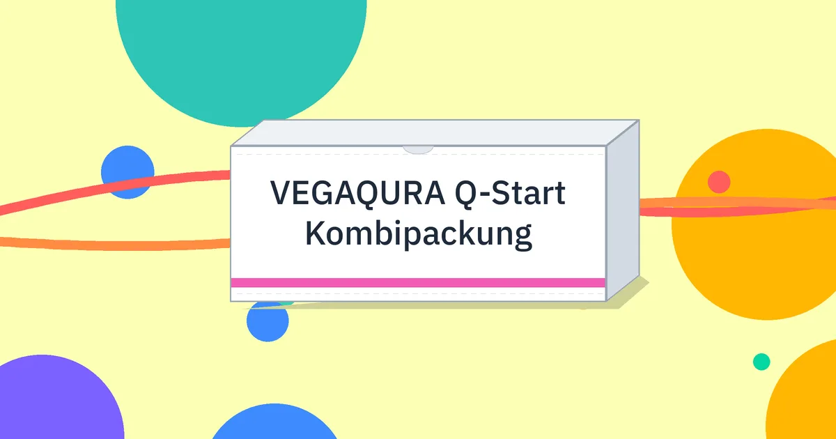 Symbolbild: Packung mit der Aufschrift VEGAQURA Q-Start Kombipackung (PZN 15629169) – Verfügbarkeit und Bezug in Apotheken in Frankfurt am Main