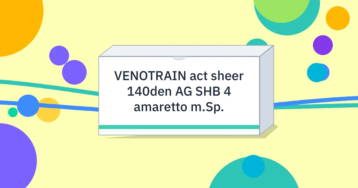 Symbolbild: Packung mit der Aufschrift VENOTRAIN act sheer 140den AG SHB 4 amaretto m.Sp. (PZN 16208317) – Verfügbarkeit und Bezug in Apotheken in Frankfurt am Main