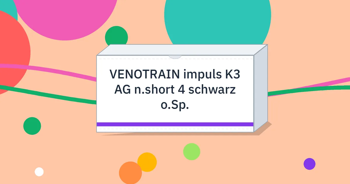 Symbolbild: Packung mit der Aufschrift VENOTRAIN impuls K3 AG n.short 4 schwarz o.Sp. (PZN 00502457) – Verfügbarkeit und Bezug in Apotheken in Frankfurt am Main