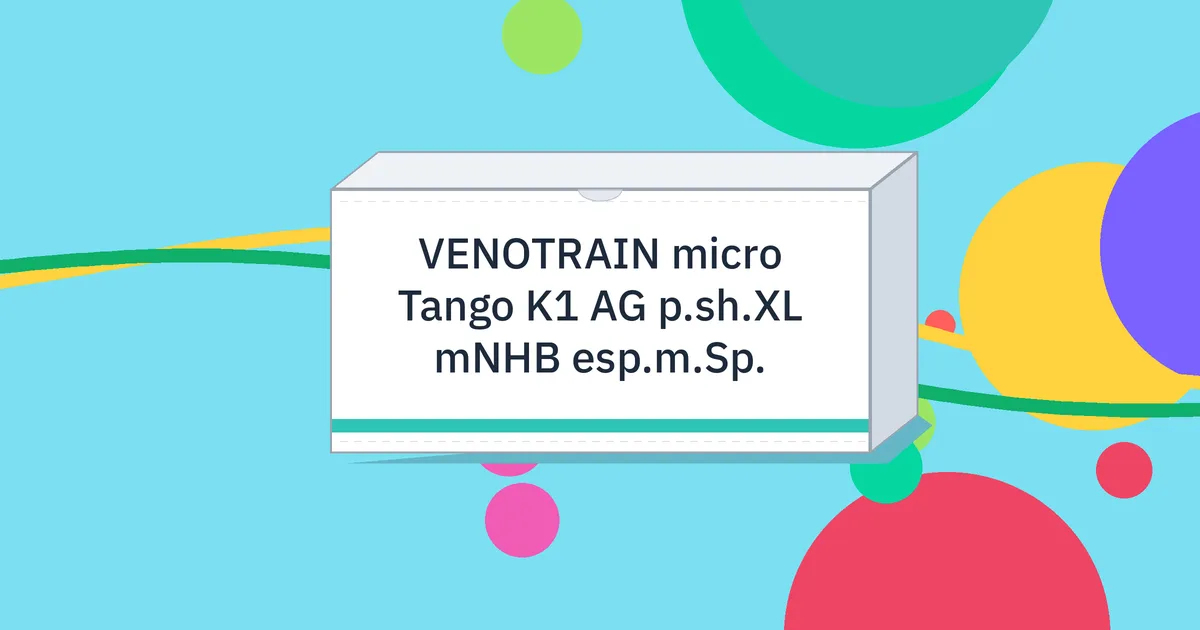 Symbolbild: Packung mit der Aufschrift VENOTRAIN micro Tango K1 AG p.sh.XL mNHB esp.m.Sp. (PZN 17759924) – Verfügbarkeit und Bezug in Apotheken in Frankfurt am Main