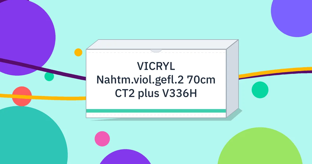 Symbolbild: Packung mit der Aufschrift VICRYL Nahtm.viol.gefl.2 70cm CT2 plus V336H (PZN 16393510) – Verfügbarkeit und Bezug in Apotheken in Frankfurt am Main