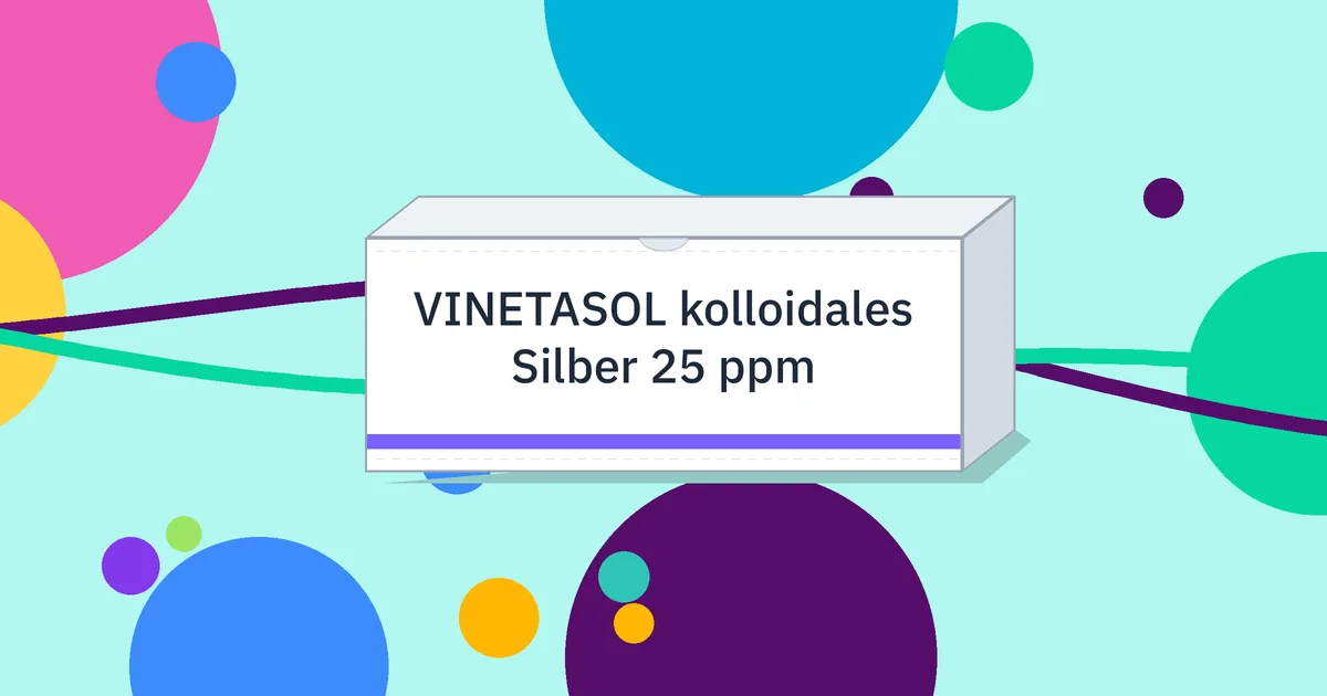 Symbolbild: Packung mit der Aufschrift VINETASOL kolloidales Silber 25 ppm (PZN 18369958) – Verfügbarkeit und Bezug in Apotheken in Frankfurt am Main