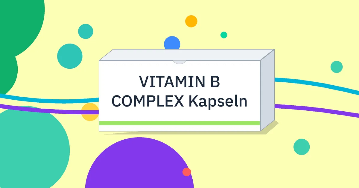Symbolbild: Packung mit der Aufschrift VITAMIN B COMPLEX Kapseln (PZN 11578274) – Verfügbarkeit und Bezug in Apotheken in Frankfurt am Main