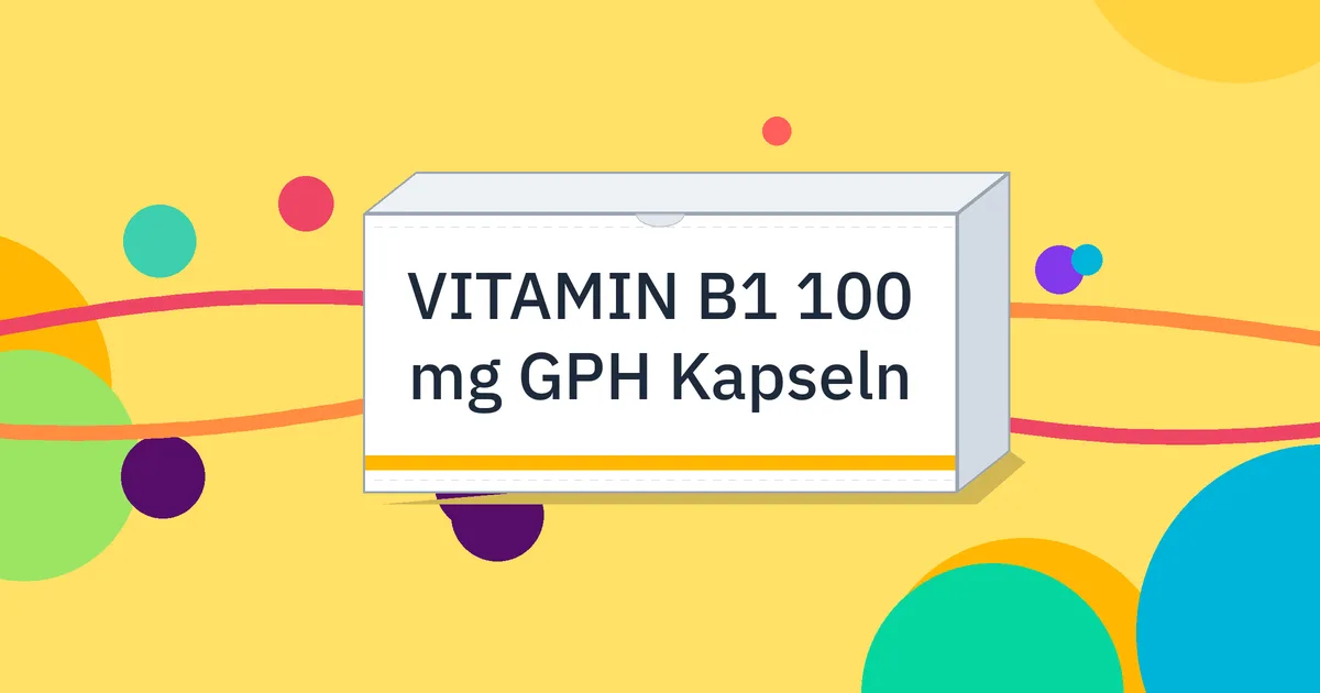 Symbolbild: Packung mit der Aufschrift VITAMIN B1 100 mg GPH Kapseln (PZN 16570604) – Verfügbarkeit und Bezug in Apotheken in Frankfurt am Main