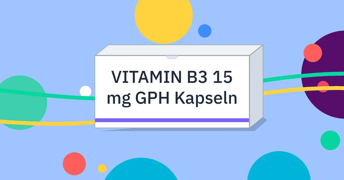 Symbolbild: Packung mit der Aufschrift VITAMIN B3 15 mg GPH Kapseln (PZN 00129449) – Verfügbarkeit und Bezug in Apotheken in Frankfurt am Main