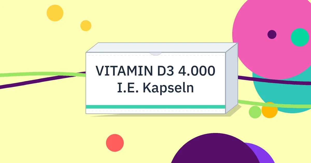 Symbolbild: Packung mit der Aufschrift VITAMIN D3 4.000 I.E. Kapseln (PZN 11554888) – Verfügbarkeit und Bezug in Apotheken in Frankfurt am Main