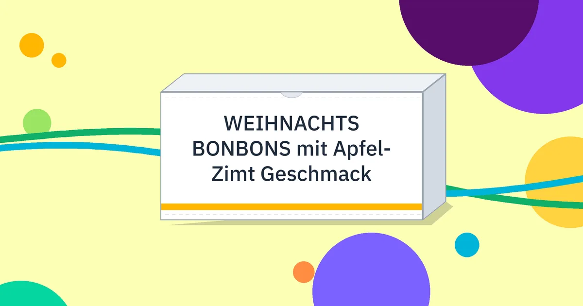 Symbolbild: Packung mit der Aufschrift WEIHNACHTS BONBONS mit Apfel-Zimt Geschmack (PZN 18826226) – Verfügbarkeit und Bezug in Apotheken in Frankfurt am Main
