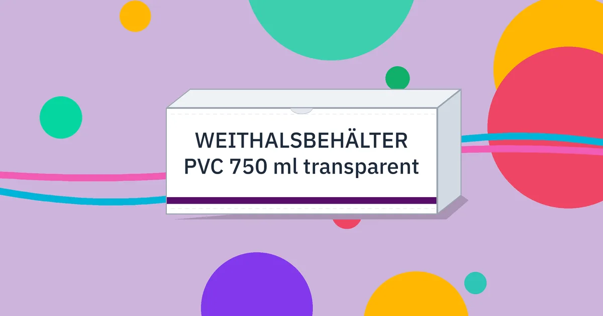 Symbolbild: Packung mit der Aufschrift WEITHALSBEHÄLTER PVC 750 ml transparent (PZN 18222557) – Verfügbarkeit und Bezug in Apotheken in Frankfurt am Main